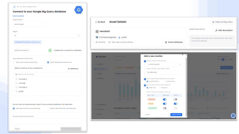 Introducing: Schema selection in Google Big Query, new looks in Asset Details and more! | decube